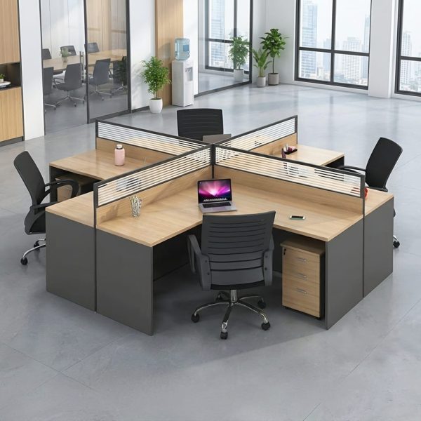 4-Way Curved Workstation - Pogo Furniture
