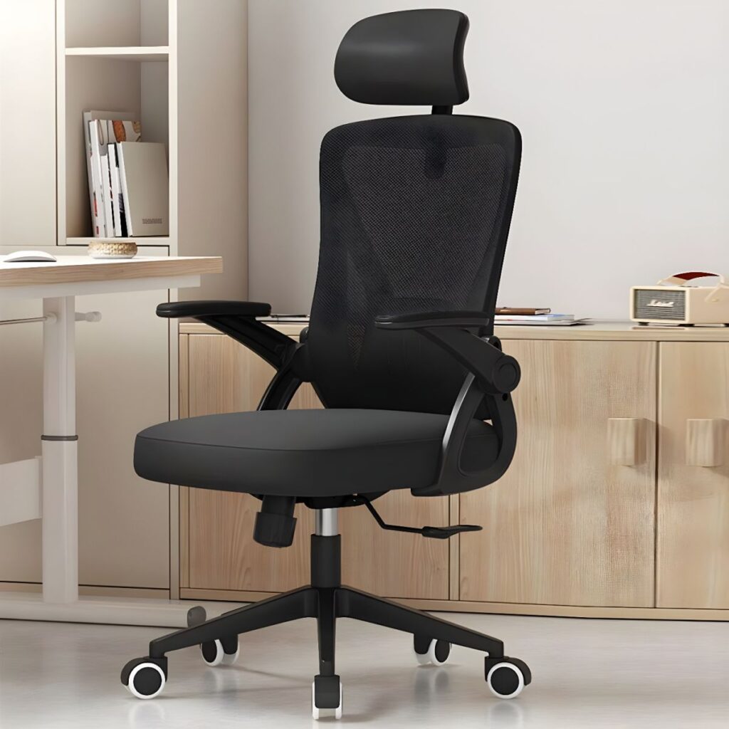 Premium High Back Mesh Office Chair with Foldable Armrests & Headrest ...