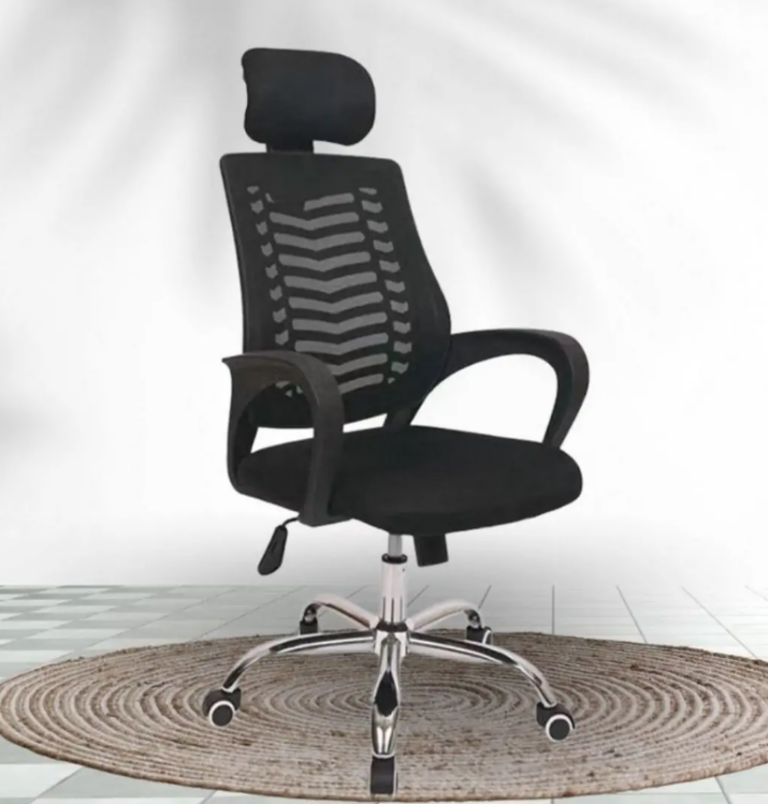 Mesh Office Chair with Chrome Base and Headrest - Pogo Furniture