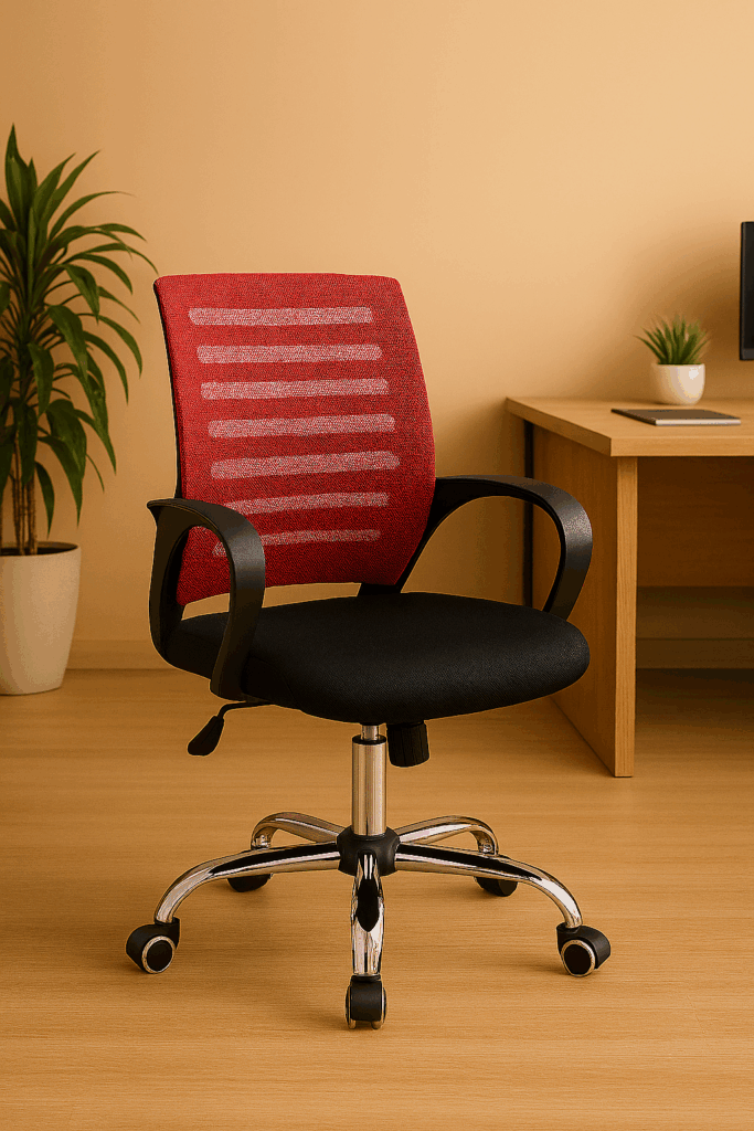 NovaRed Mid-Back Mesh Office Chair with Chrome Base - Pogo Furniture
