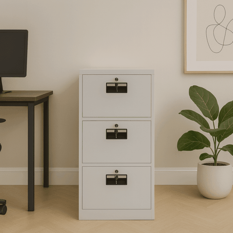 3-Drawer Metal Filing Cabinet – Lockable Office Storage - Pogo Furniture
