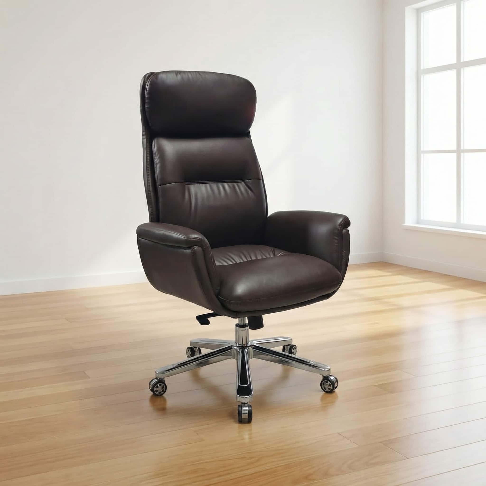Brown Faux Leather Executive Office Chair - Pogo Furniture